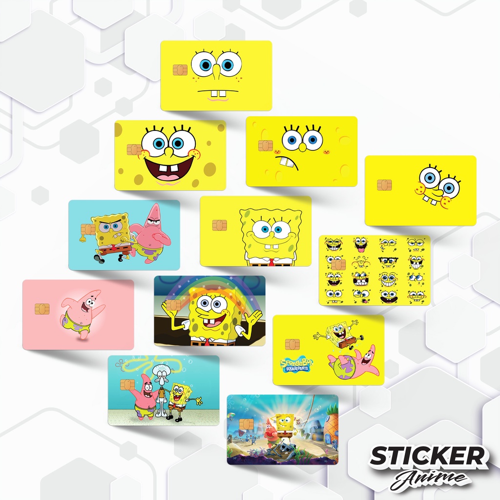 Sticker Anime SpongeBob SquarePants Cartoon Stiker Card Cover ATM Bank ...