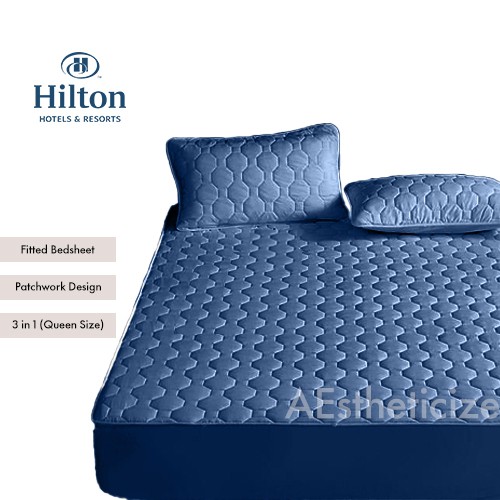 Hilton Premium Fitted Bedsheet 3 in 1 Cadar Hilton Patchwork (Queen ...