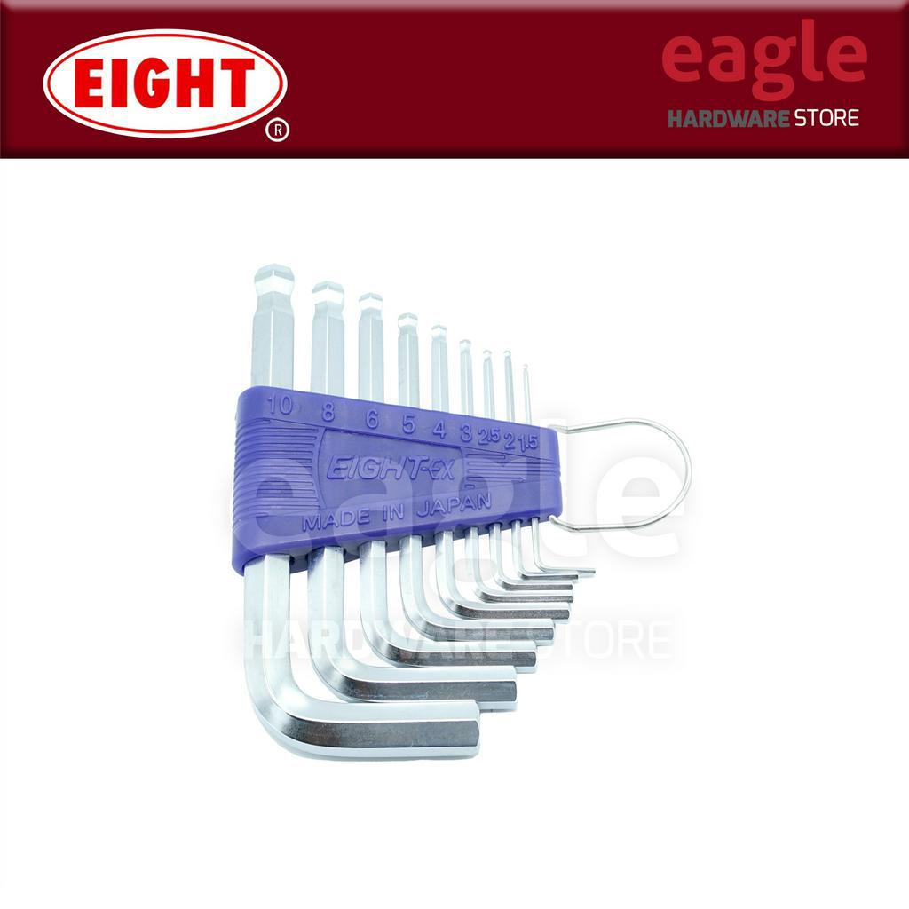 Eight TS-9 9 Pcs 1.5 - 10mm Chrome Taper Head Standard Length Hex Key Wrench | Shopee Malaysia