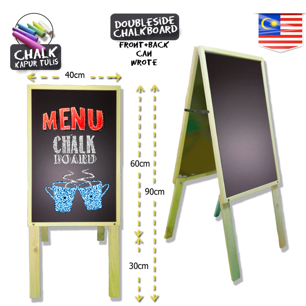 A2 (40cm*60cm~90cm) Big Menu Cafe Chalkboard Blakboard Papan Hitam ...
