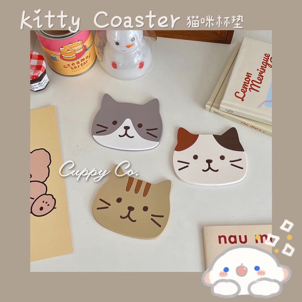 【READYSTOCK】Cute Adorable Kitty Cat Coaster Cup Mat Base Silicone Non ...