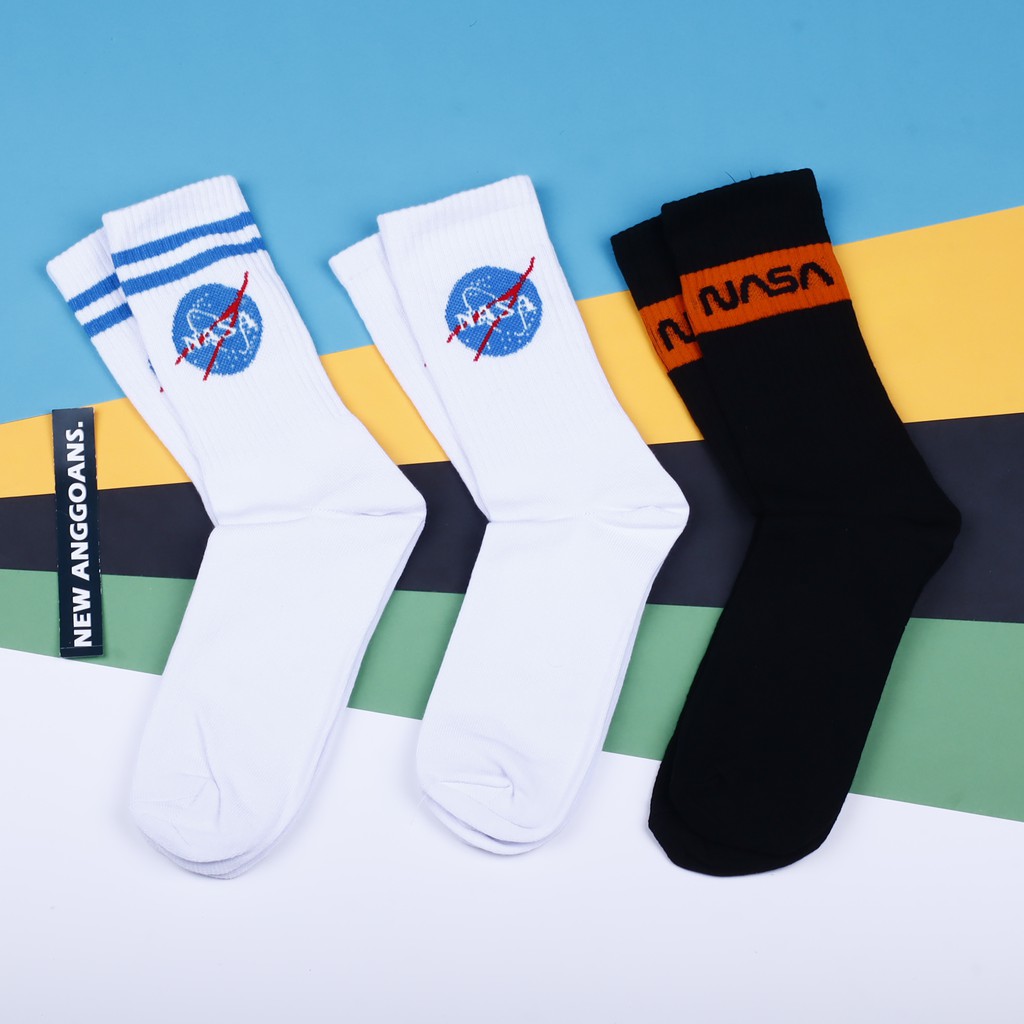 PUTIH HITAM Nasa Oldschool Old Skool Socks Black And White Stripe Long ...