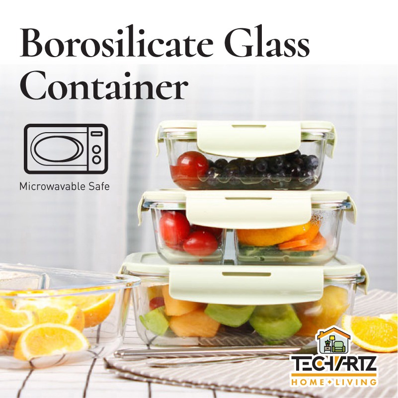 Techartz | Borosilicate Glass Container Food Storage Oven Safe Lunch ...