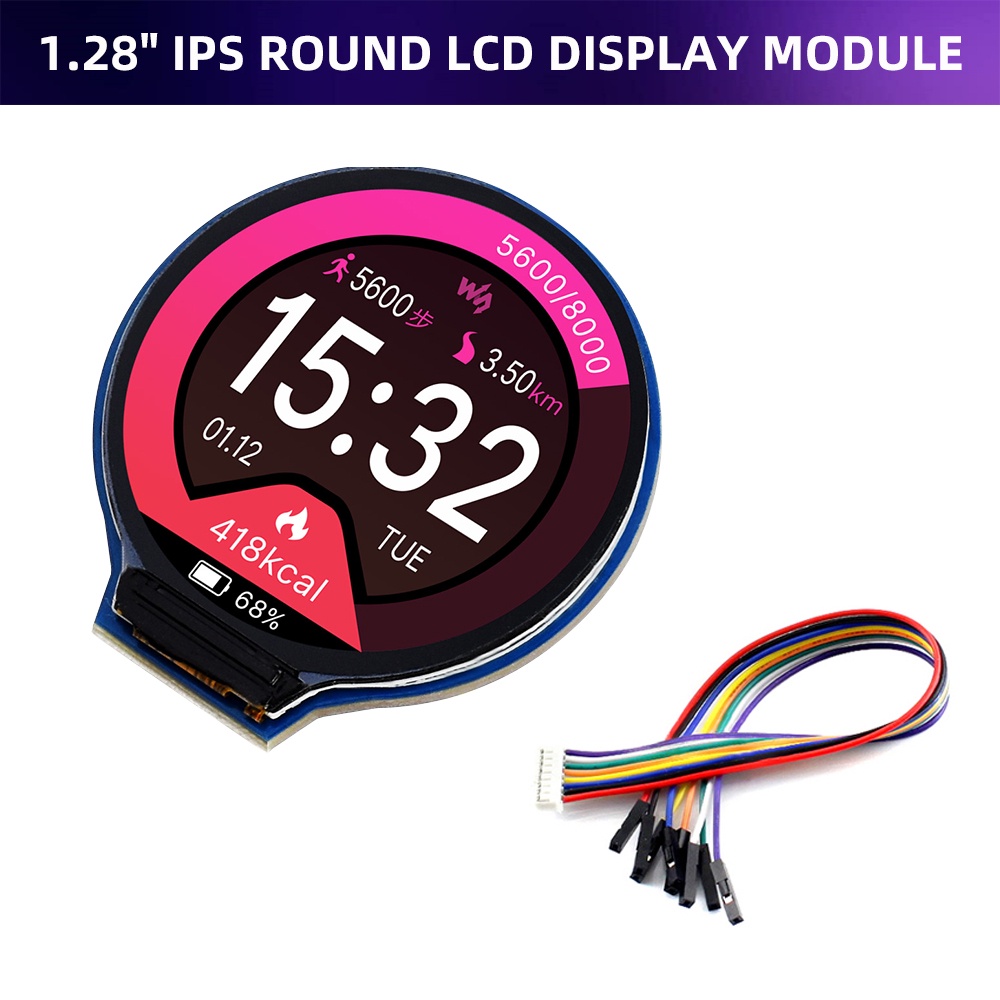 1.28 Inch Round LCD Display Module IPS Screen 65K RGB Colors 240*240 SPI Interface For Raspberry ...