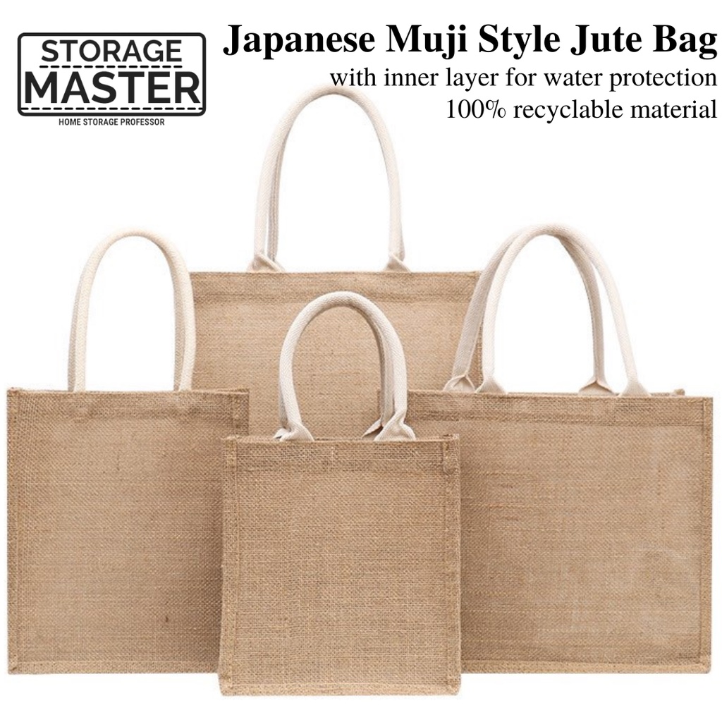 Premium Muji Style Japanese Jute Bag / Totebag / Grocery Bag / Recycle ...