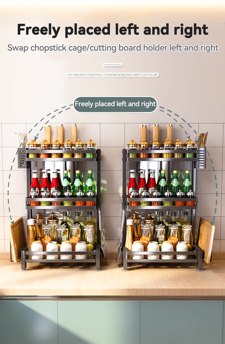 Kitchen Rak Rempah Spice Rack Stainless Steel Seasoning Storage Rak ...