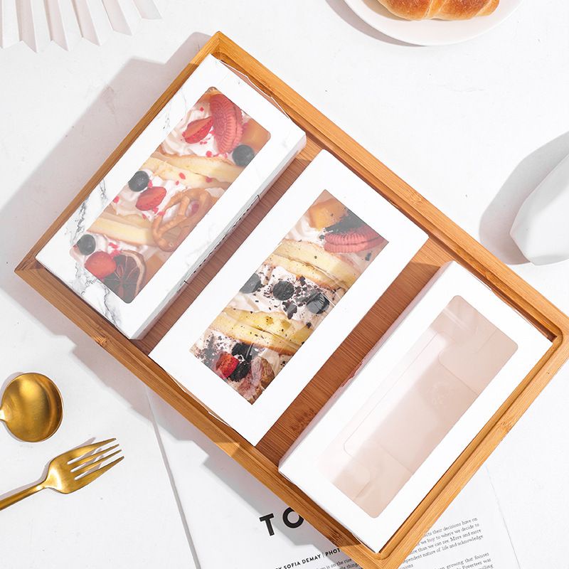 READY STOCK SWISS ROLL CAKE BOX WINDOW Cake Box SANDWICH BOX Food ...