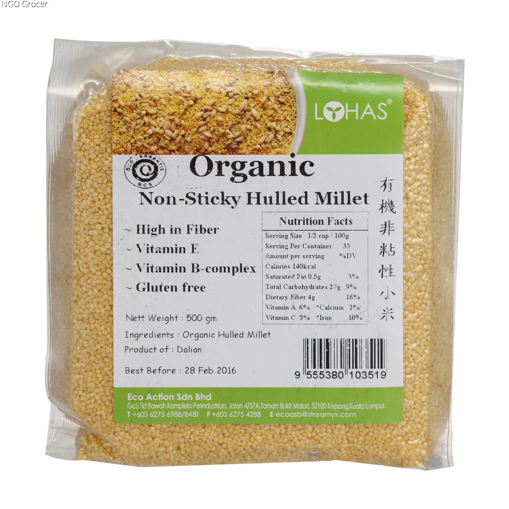 Lohas China's Organic Non-Sticky Hulled Millet 500g | Shopee Malaysia