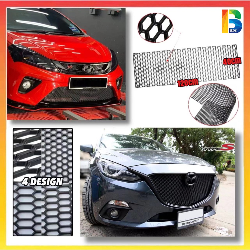 HONEYCOMB FRONT GRILL Universal Black ABS Plastic Racing Honeycomb Mesh ...