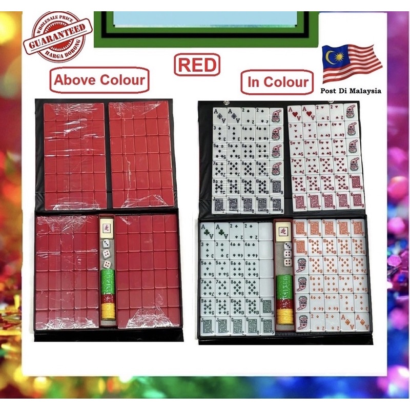 cs Green Colour 4 Player Rummy Cinami Mahjong Full set White | Shopee ...
