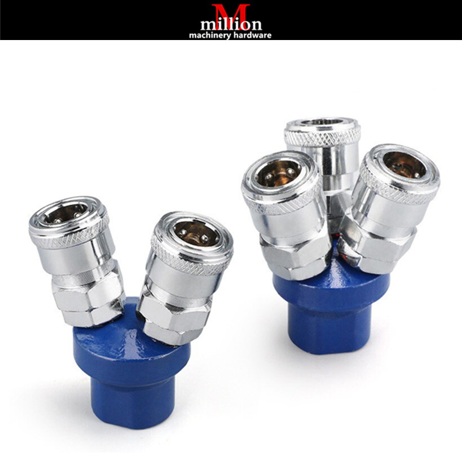2 Way 3 Way Quick Connector Air Compressor Manifold Multi Hose Coupler Fitting Pneumatic Tools ...