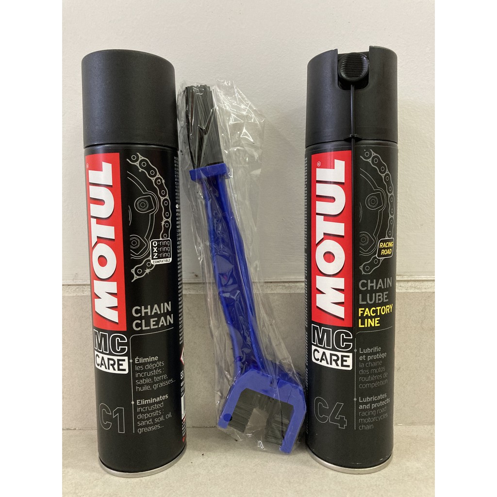 PACKAGE MOTUL C1 Chain Clean 400ml + C4 Factory Line Chain Lube 400ml ...