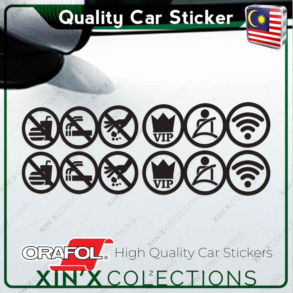 Car Sticker VIP Oracal 3M Sticker NO SMOKING WEAR MASK NO FOOD CAR ...
