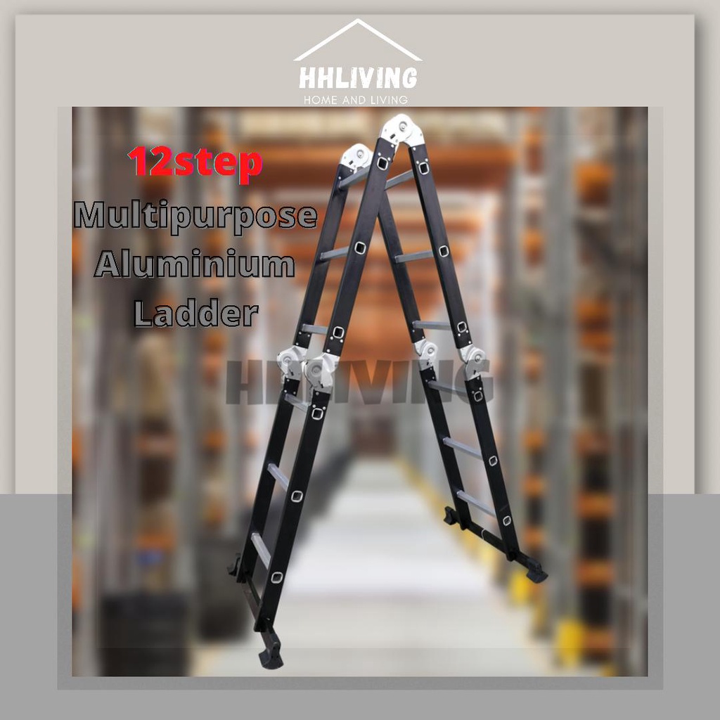 HHLIVING 12 Steps Folding Ladder/Tangga Lipat/Ladder Heavy Duty/Tangga ...