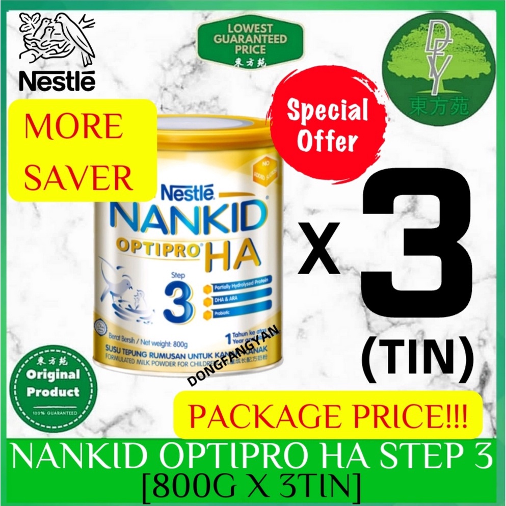 Nestle Nankid Optipro HA Step 3 Hypoallergenic (800g x 3Tin) Exp: 01/ ...