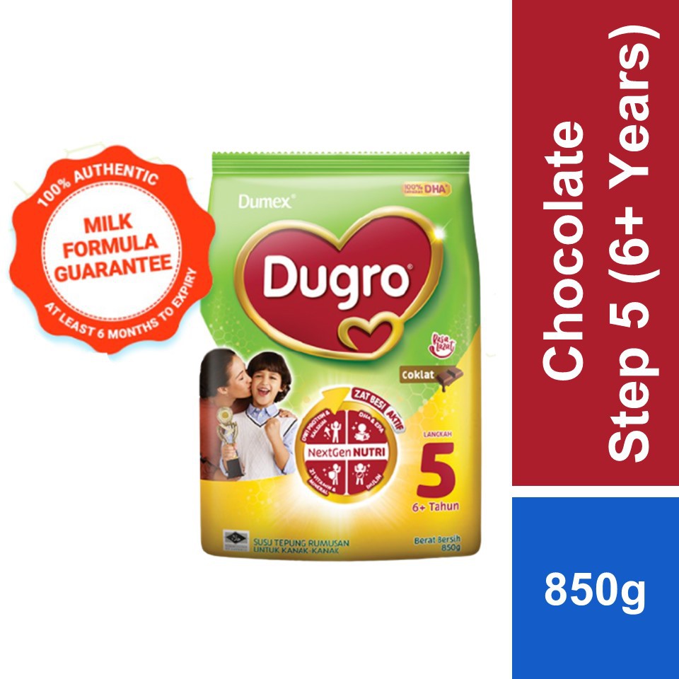 Dumex Dugro Step 5 Chocolate Growing Up Milk Formula 6+ years (850g ...