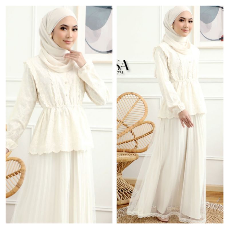Set Arissa IRONLESS Lace Blouse & Skirt 778! Set Arissa Muslimah Blouse! Kurung Peplum Mini ...