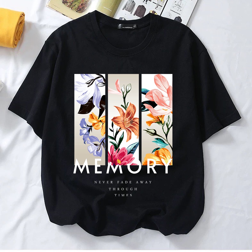 BAJU RAYA 2024 MEMORY FLOWER BUNGA SUMMER TSHIRT WOMEN BAJU T SHIRT ...