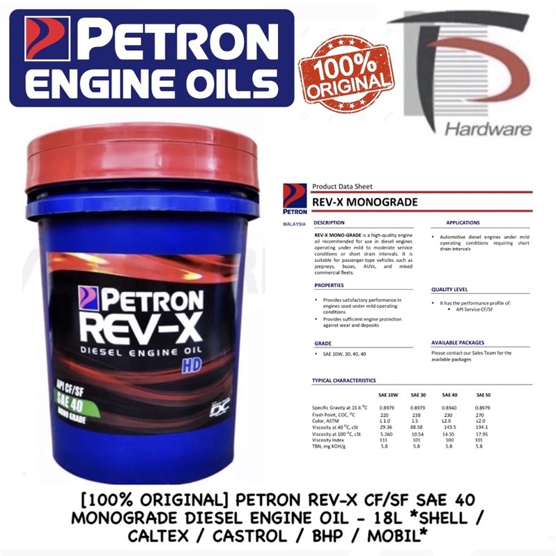 [100% ORIGINAL] PETRON REV-X CF/SF SAE 40 MONOGRADE DIESEL ENGINE OIL ...