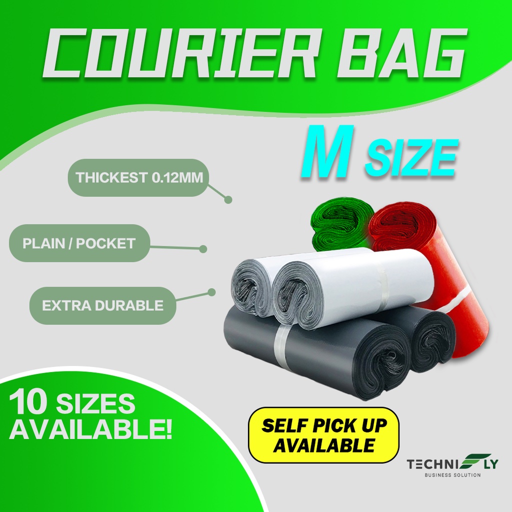 Courier Bag M Size 100pcs Black White Green Packaging Shipping Plastic ...