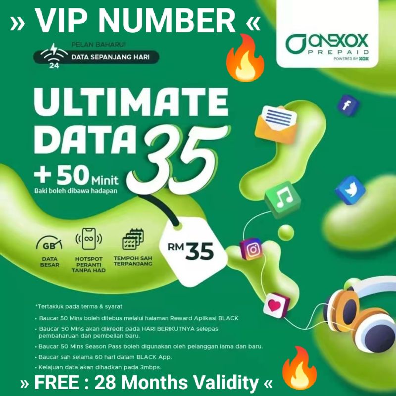 ONEXOX PREPAID SIM ULTIMATE 35 [FREE 28 Months Validity] | Shopee Malaysia