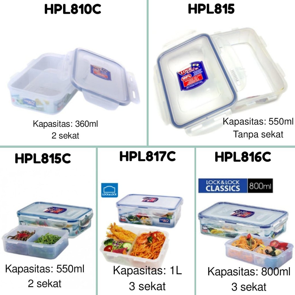 Lock & Lock Lock&Lock Food Container Lunch Box HPL817C / HPL815 ...