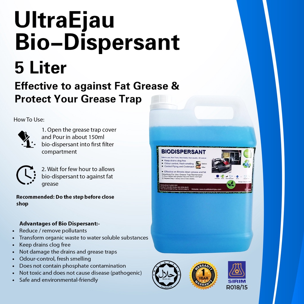 [READY STOCK] BIO DISPERSANT ENZYME (GREASE TRAP MAINTANANCE) - 5L ...