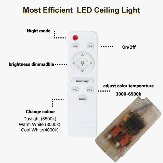 Remote Control Dimmable use 3 Colour LED Ceiling Light Surface Mounted ...