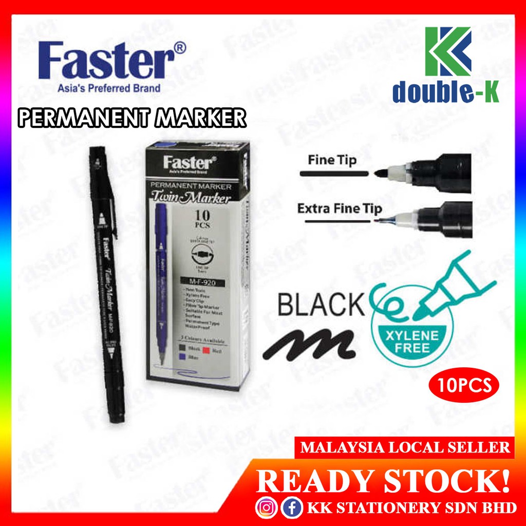 Faster F-920 Permanent Twin-tip Marker Pen RM21.00/box (10 Pcs/Box ...