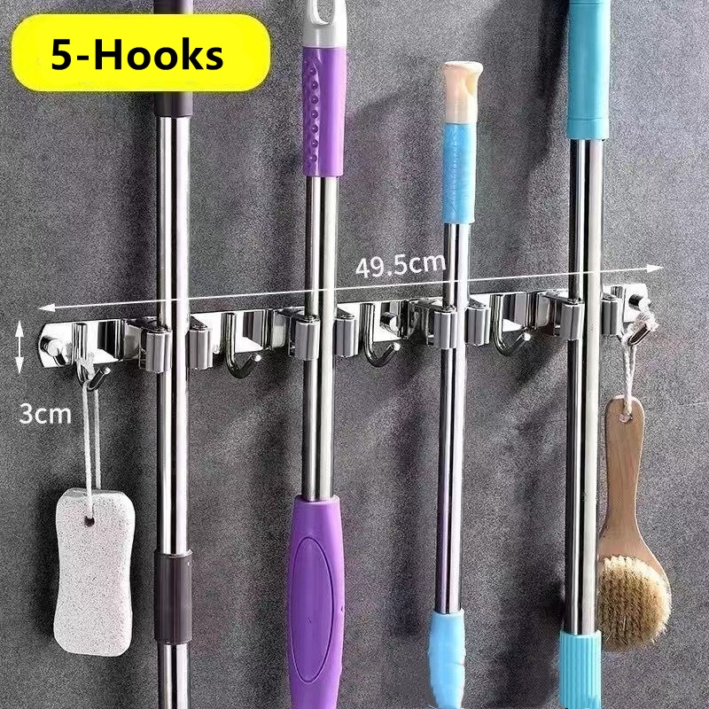 Hanger Heavy Duty Stainless Steel Space Saving Mop Rack Organizer ...