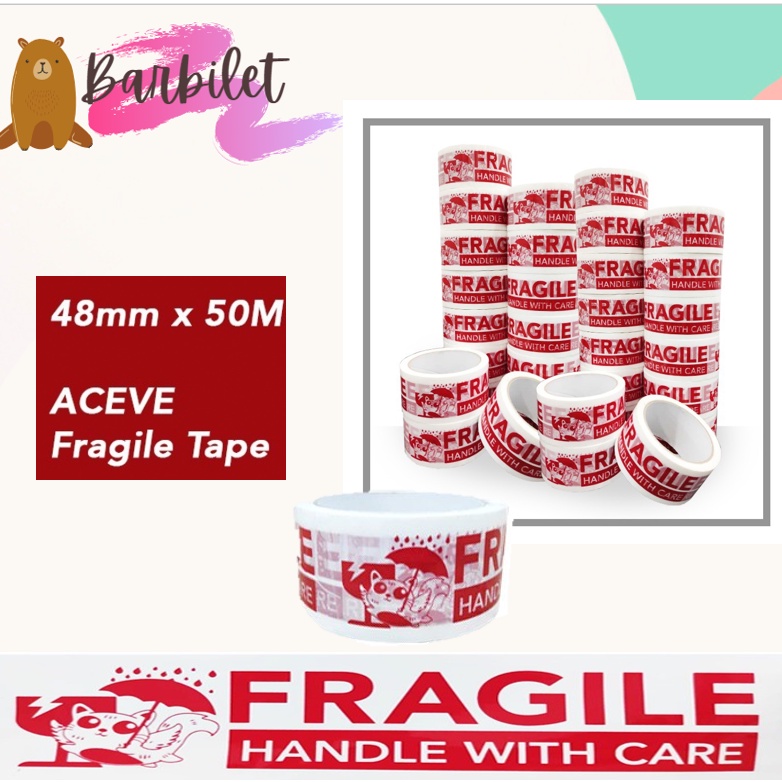 CUTE CAT FRAGILE 48mm x 50 Metre Packing Tape Handle With Care Courier ...