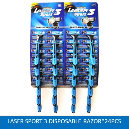 Laser Sport3 Triple blade disposable razors (card/24 pcs) | Shopee Malaysia