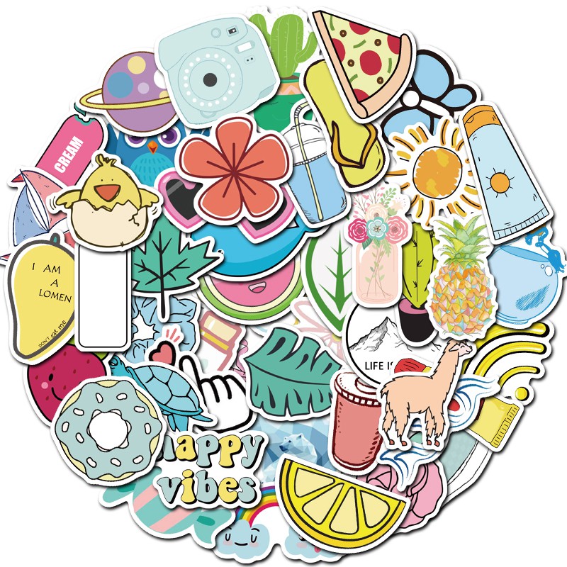 50pcs/bag Cute little fresh series stickers VSCO girl waterproof ...