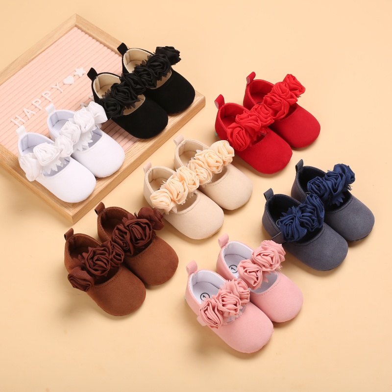 New girls baby shoes newborn girls flowers cotton soles solid color ...