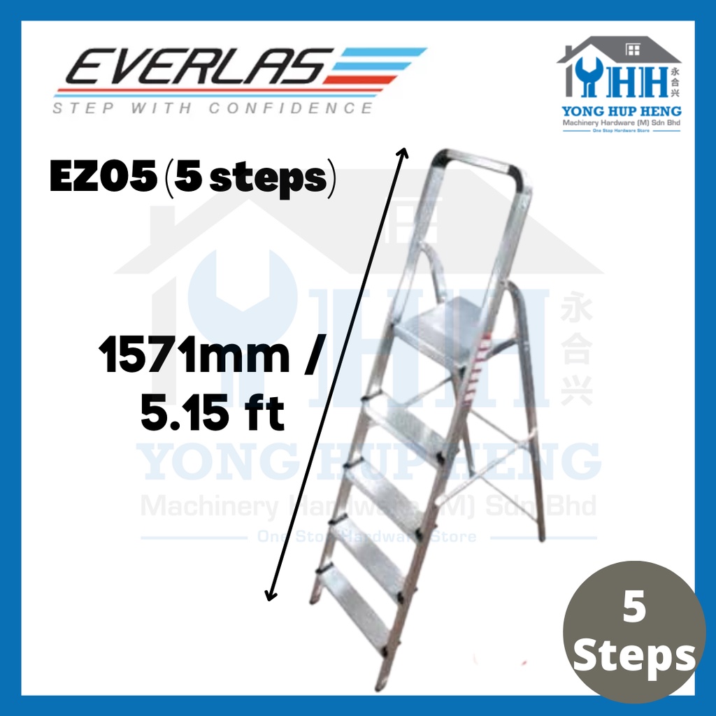 EVERLAS 3 To 8 Steps Single Side Platform Ladder Aluminium Heavy Duty ...