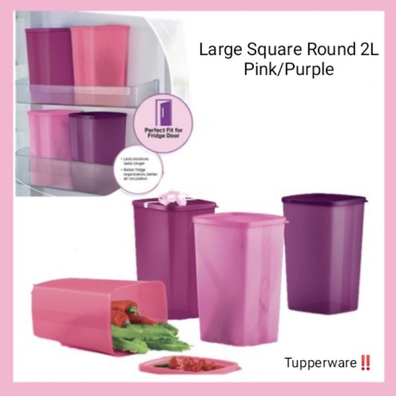 🔥🔥 Large Square Round 2L Pink/Purple Tupperware‼️ 💥 Ready Stock 💥 ...
