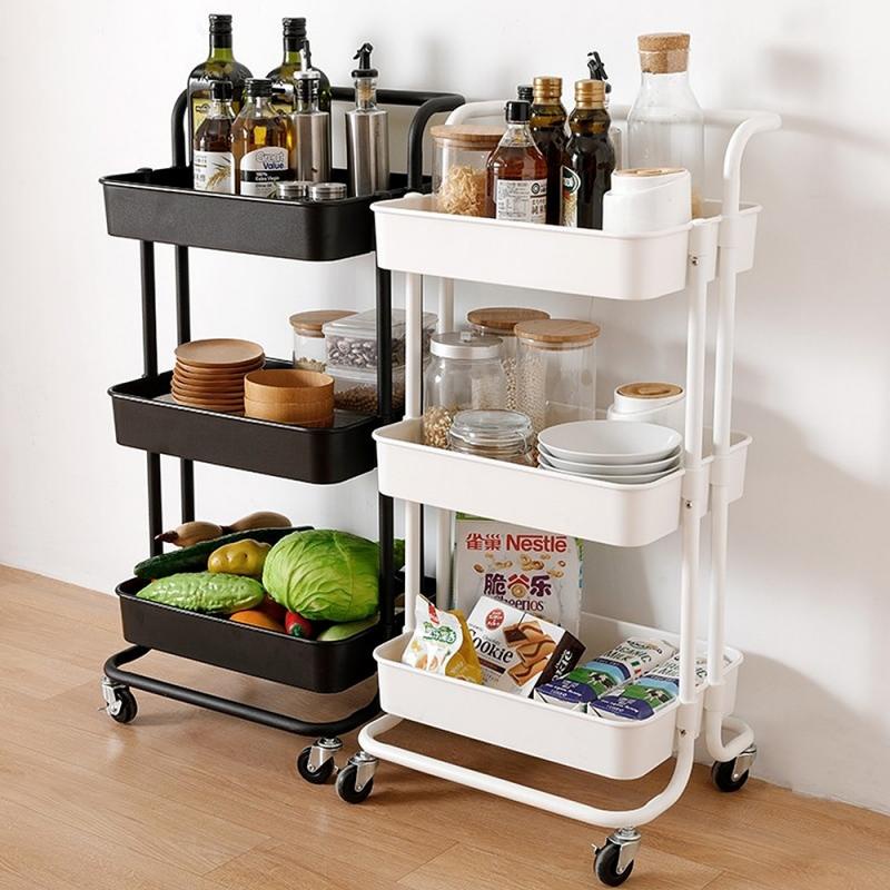 MULI Trolley Rack Shelf With Wheels + Handle Anti-Rust Paint Surface ...
