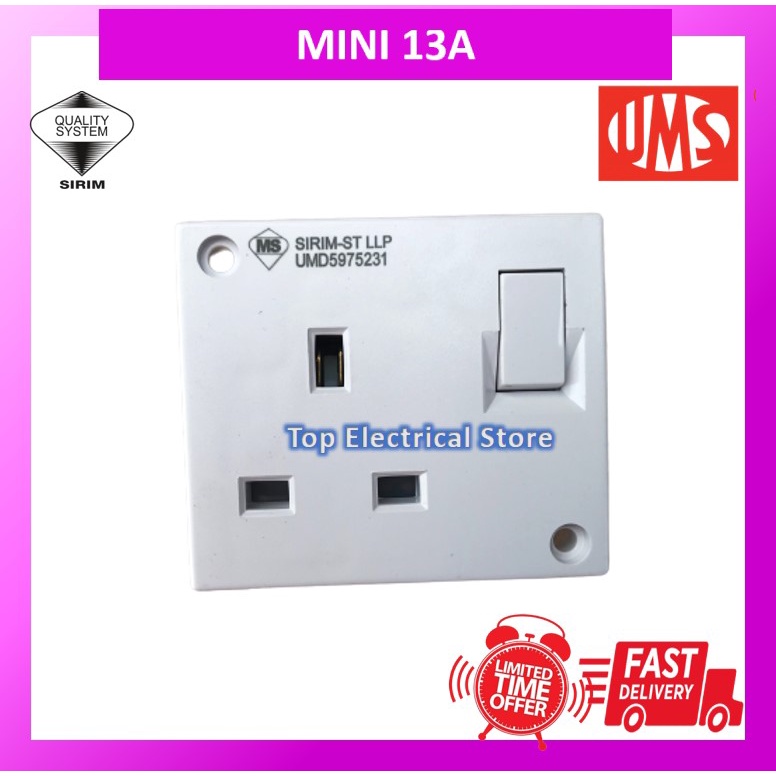 [MINI] UMS L113 13A MINI LOGIC SWITCH SOCKET OUTLET 250V SIRIM | Shopee ...