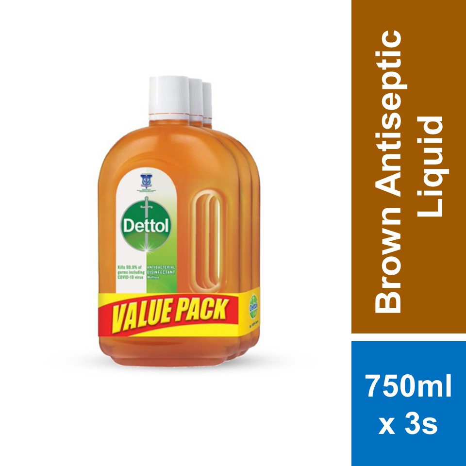Dettol Brown Antiseptic Liquid (750ml x 3's) [Value Pack Of 3] | Shopee ...