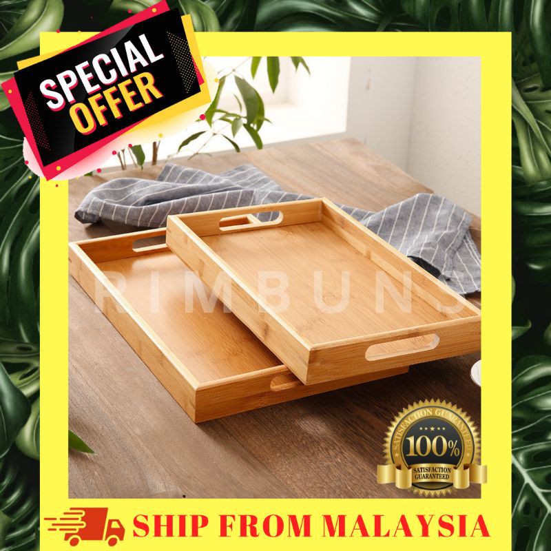 Bamboo Tray Wooden Solid Dulang Kayu Buluh Balang Kuih Raya Serving ...