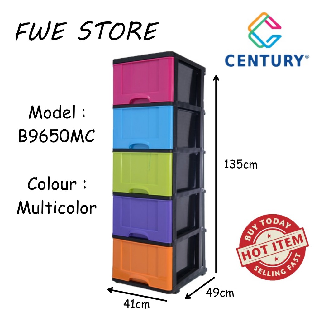 Century 5 Tier Plastic Drawer / Cabinet / Storage Cabinet Multi Color ...