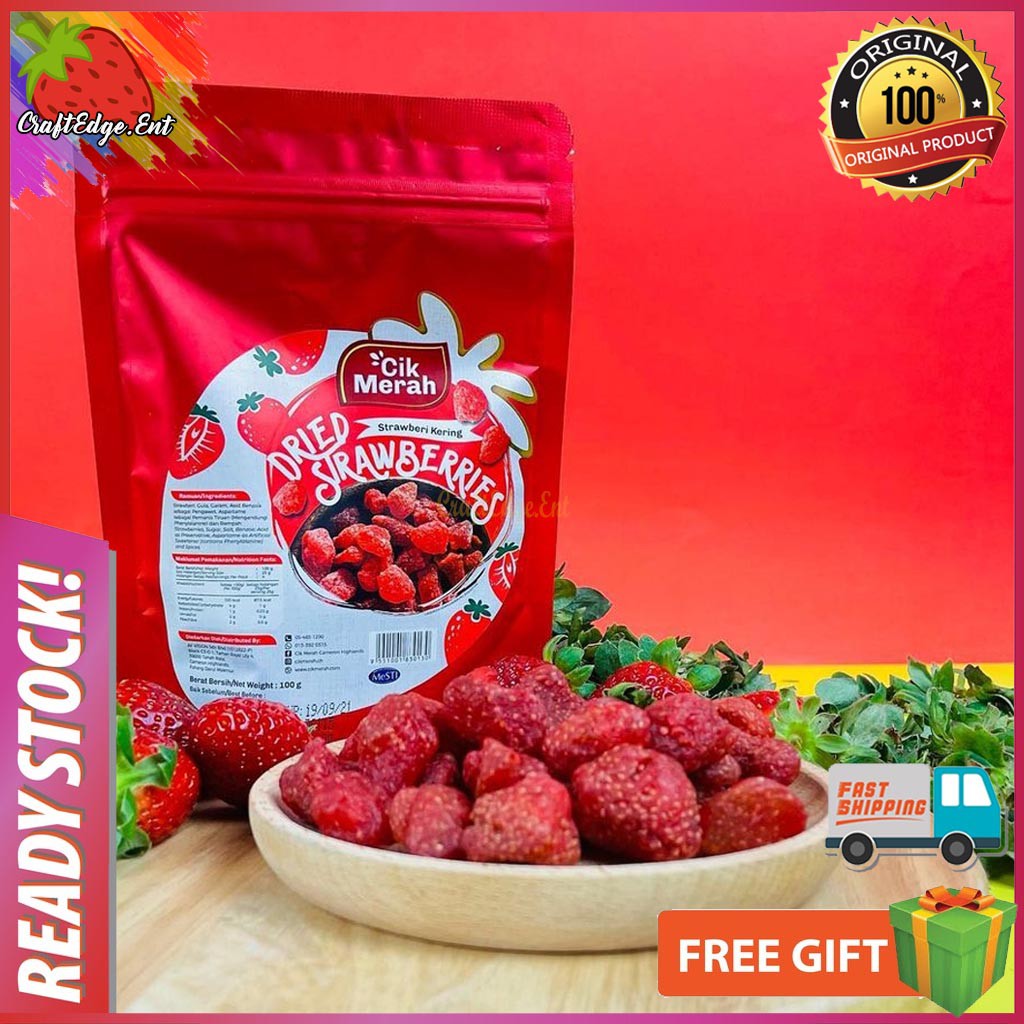 Dried fruits [Strawberry Kering]🍓Dried Strawberry 🍓 Cik Merah 100GM ...
