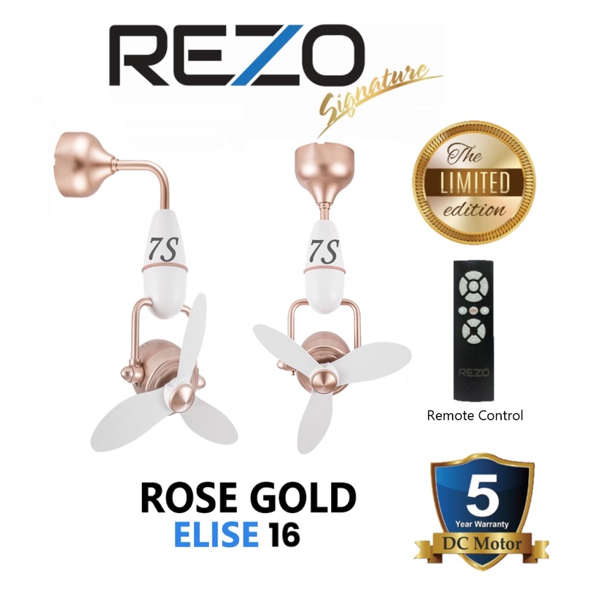 REZO ELISE 16 DUAL MOUNTED DC MOTOR FAN (ROSE GOLD )LIMITED EDITION ...