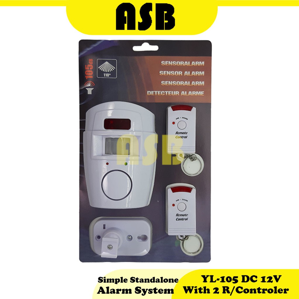Simple Standalone PIR Motion Alarm System YL-105 DC12V With 2 Remote ...