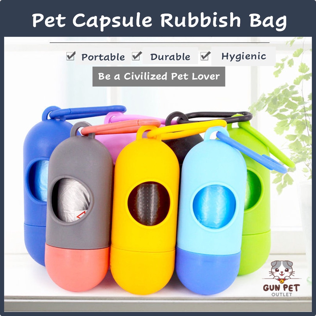 GUN PET Capsule Rubbish Bag Disposable Dispenser Garbage Portable Poop ...