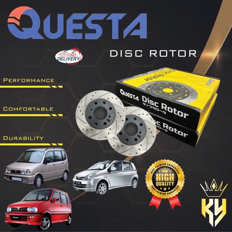 QUESTA FRONT SPORT BRAKE DISC ROTOR PERODUA VIVA, KELISA, KENARI (QT-DR ...