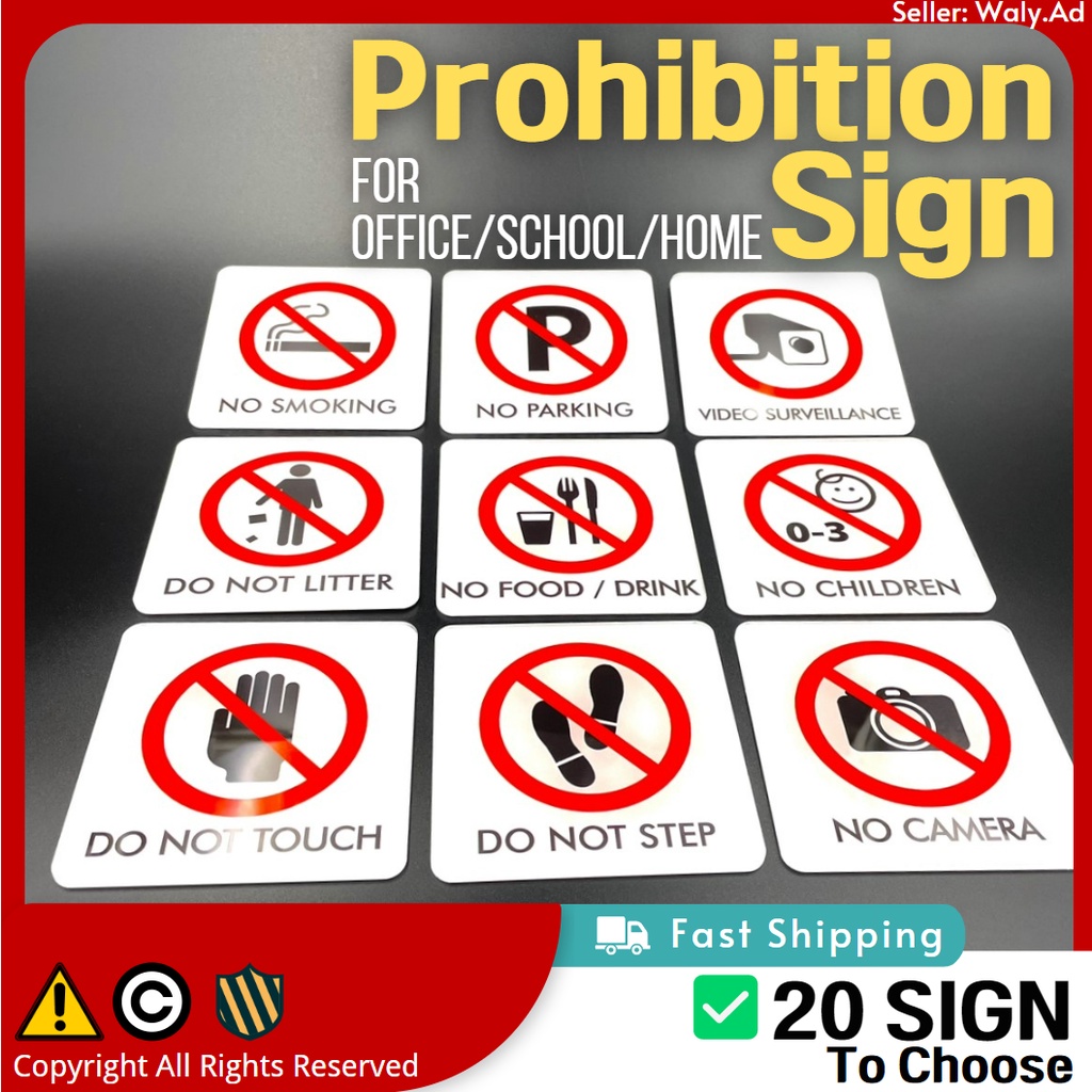 🚫Prohibition Sign No Smoking | No Entry | No Outside Food | Staff Only ...