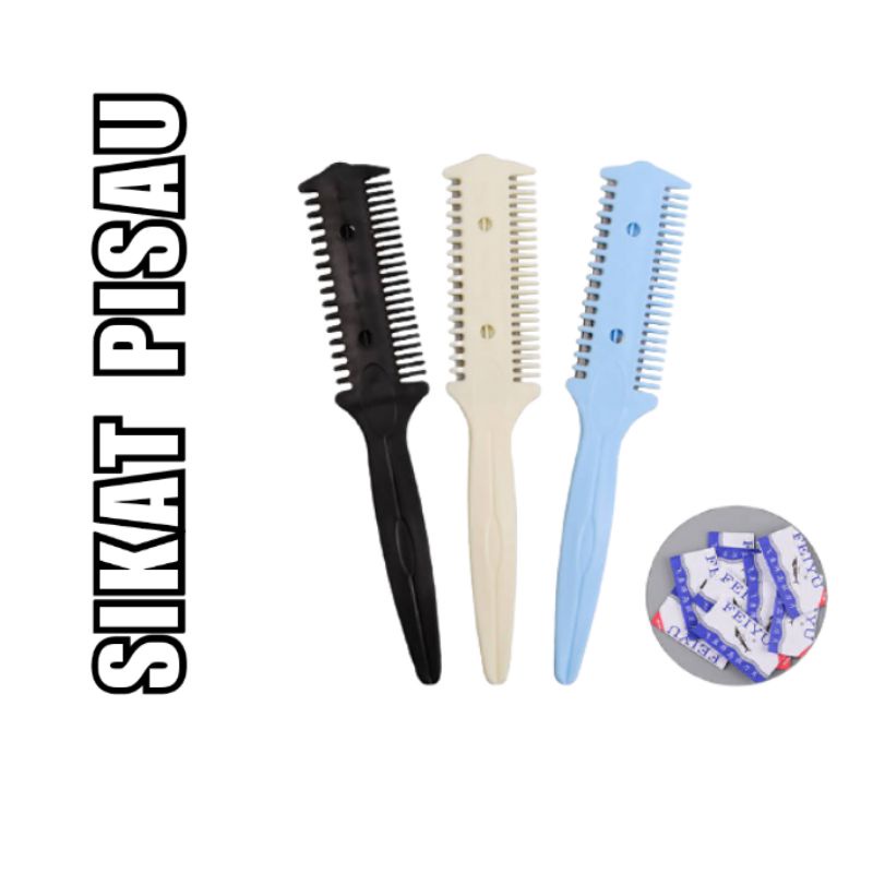 CENDANA Sikat Pisau Nipis Rambut Shaver Comb With Knife 1PCS Random ...
