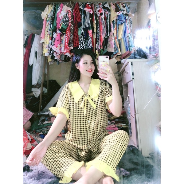 Zigzag mango silk pajamas | Shopee Malaysia