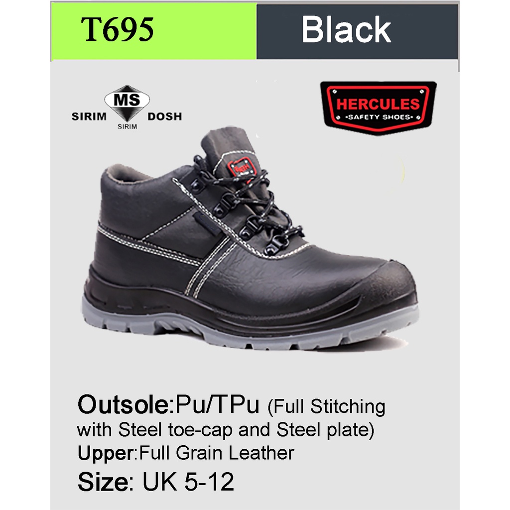 Hercules Safety Shoes Cow Leather 9500 T695 SIRIM DOSH | Shopee Malaysia